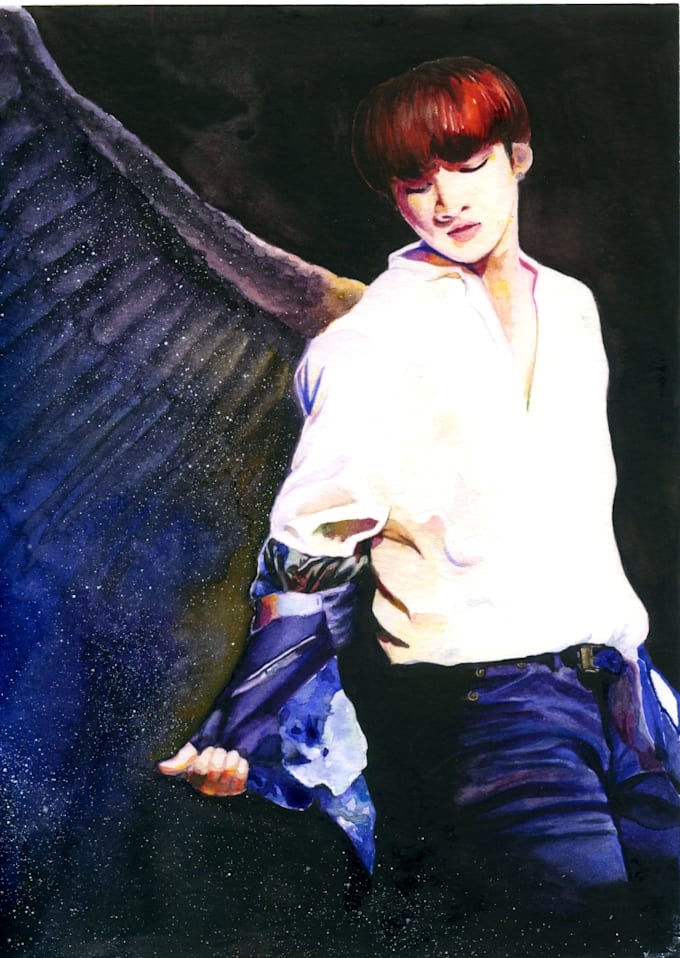 Paint a semi realistic watercolor portrait by Karpakoi | Fiverr