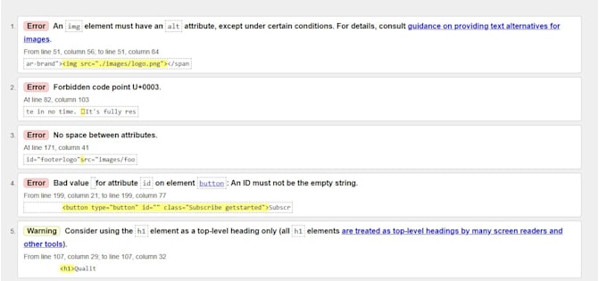 Fix html css w3c errors by Jaweriayounas | Fiverr