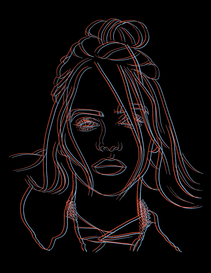 Create a two tone outline portrait by Reannaplace | Fiverr