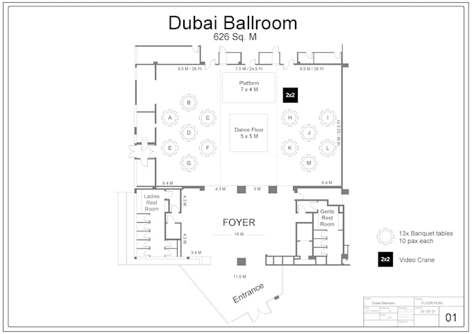 Draw floor plan for event hall by Binsestudio | Fiverr