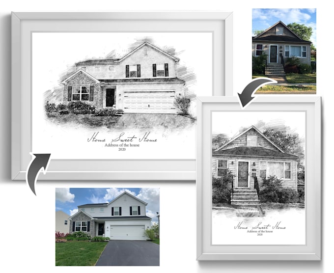 Turn your home photo into pencil sketch drawing by Waynewu2020 | Fiverr