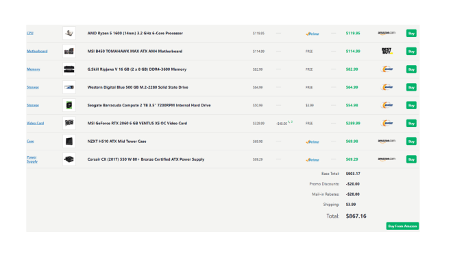 Make you a pc parts picker list for your next build any budget any size ...