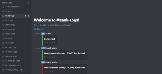 Create fivem server logs in discord by Stormshadow_333 | Fiverr