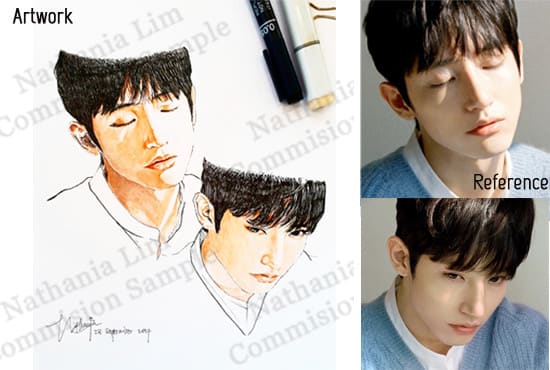 Draw you minimalist, edgy portraits with ink by Nathania_lim | Fiverr