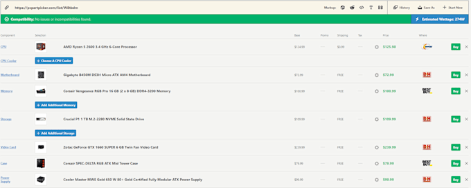 Make a pc part picker list for any price and guide you by Ozzie78 | Fiverr