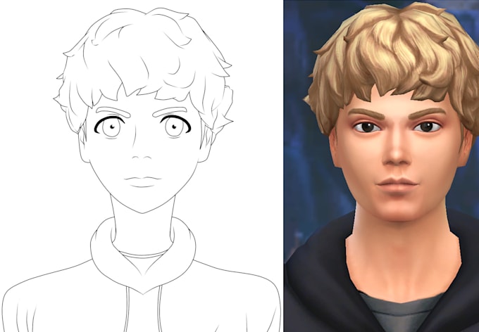 Draw your sims from the game the sims 4 in anime version by ...