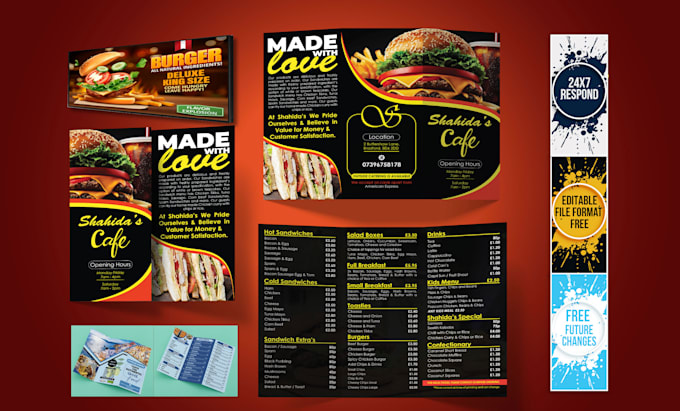 Design an amazing one or two sided, bifold or trifold food menu by ...