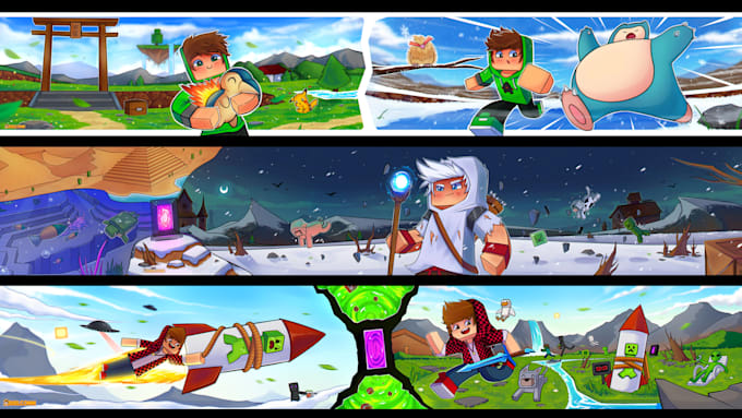 Create a professional minecraft youtube banner by Connartsz | Fiverr