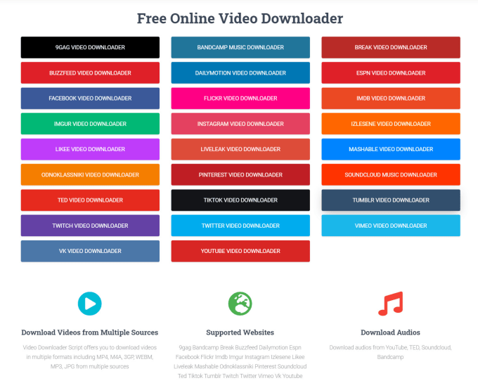 All in one video downloader script by Landogz | Fiverr