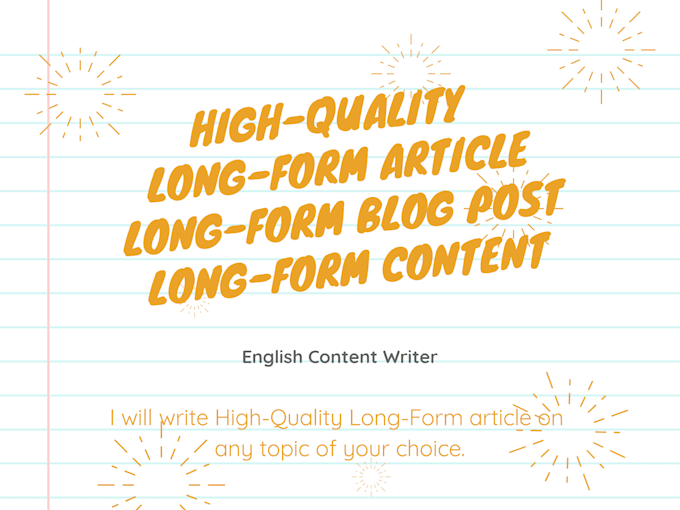 Write long form articles or long form blog posts by Sahilmittal538 | Fiverr