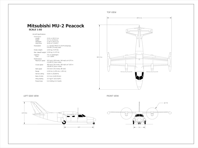 Make you an orthographic 2d aircraft design by John_philip | Fiverr