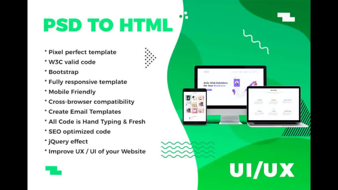 Convert any psd to html and css by Santosbright850 | Fiverr