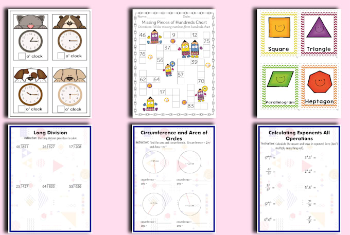 Design custom maths worksheets for you by Kulsoomayaz | Fiverr