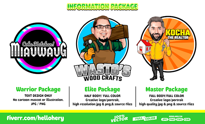 Design modern cartoon mascot caricature logo for business by Hellohery ...
