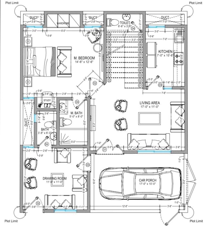 Draft architectural floor plan in autocad, 1st order is free by ...