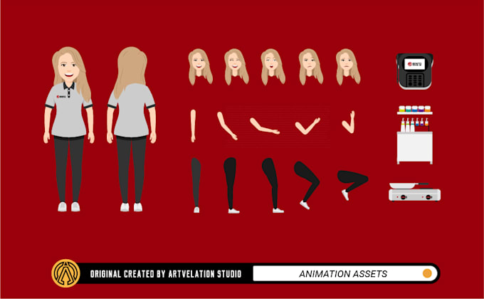 Design 2d character for animation assets with separated layers in ...