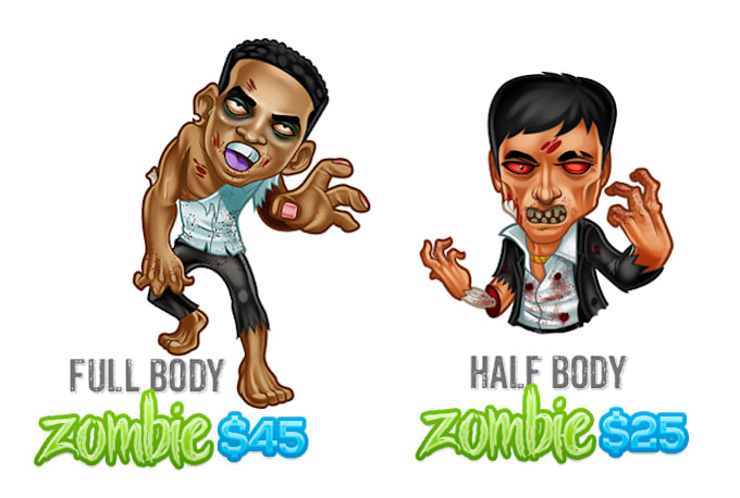 Illustrate a premium zombie cartoon by Avoltha | Fiverr