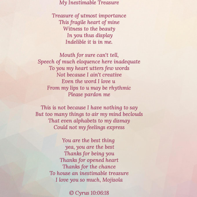 Write exceptional poems on any subject you want by Adesco4action | Fiverr