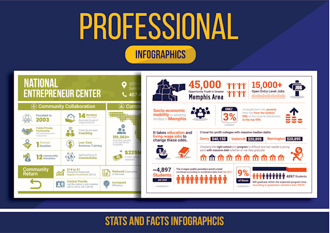 Design professional stats and facts infographics by Sofiadesigns8 | Fiverr