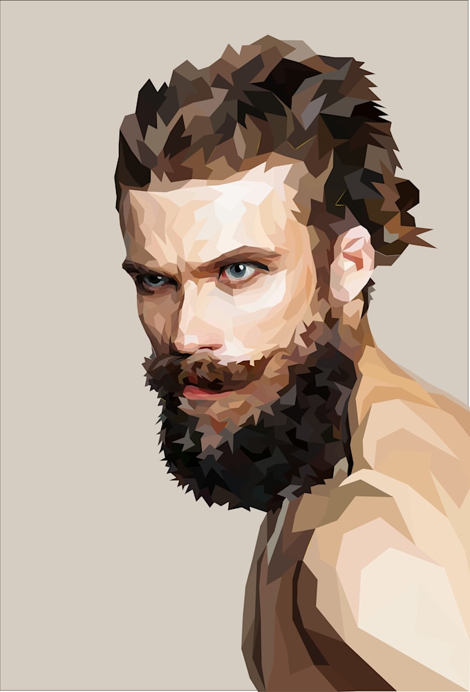 Draw a portrait in the technique low polly by Elenaprovik | Fiverr