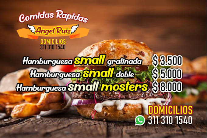 Hacer flayer volantes y menus de alimentos by Bompalo | Fiverr