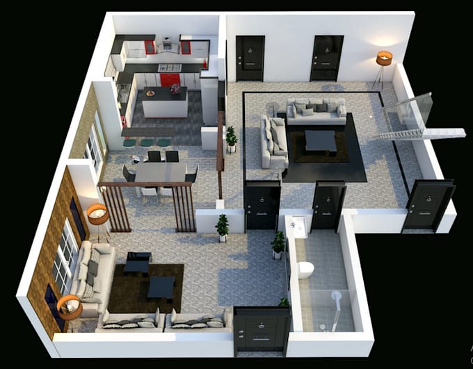 Do professional isometric 3d render floor plan by Crea8ve_design | Fiverr