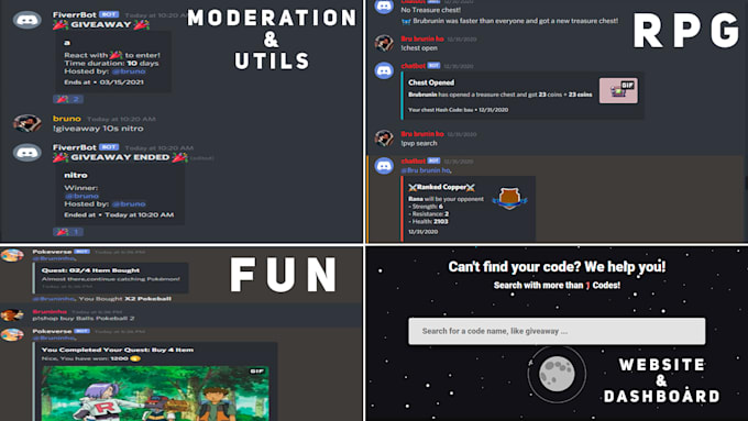 Make a professional custom coded discord bot by Brubrunin | Fiverr