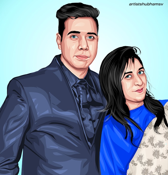 Draw detailed vector vexel art portrait cartoon illustration by ...