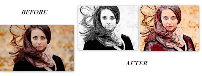 Make realistic pencil portrait from a photo colored and uncolored by Se ...