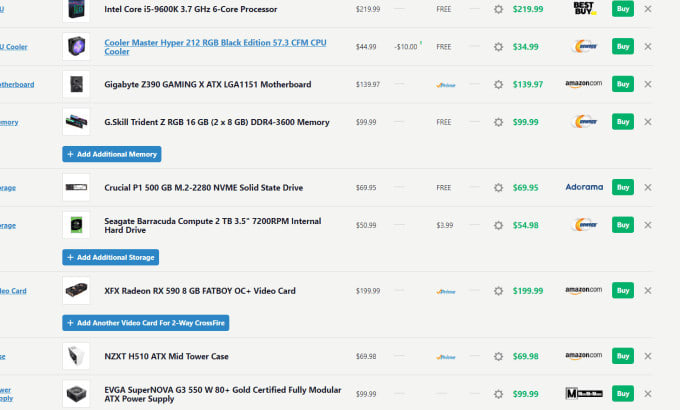 Create a custom pcpartpicker list for ur needs by Melissa_and_kim | Fiverr