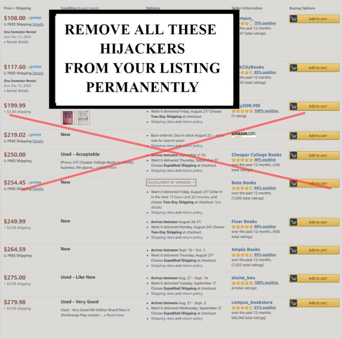 Fully remove hijacker seller from amazon product listing by ...