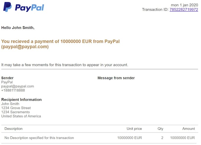 Make any paypal receipt by Paypal_receipts | Fiverr