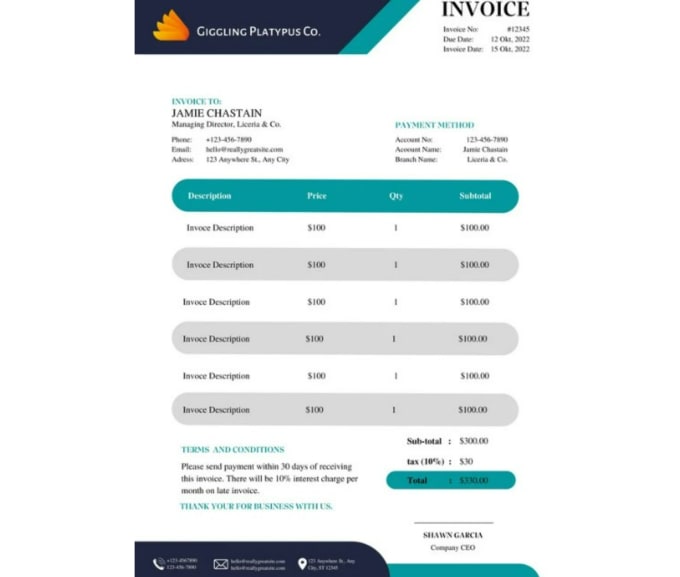 Design a professional purchase order,invoice, certificates,quotation by ...