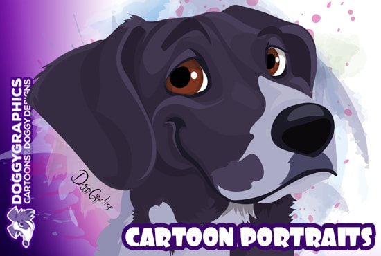 Draw real handmade cartoon of your dog by Doggygraphics