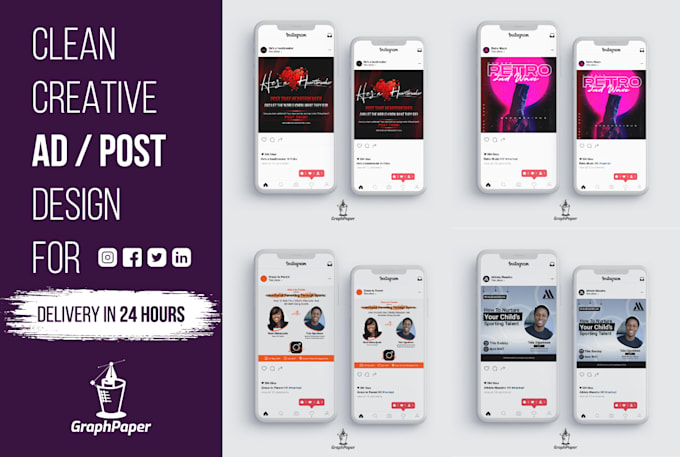 Do creative posts design for instagram, facebook in 24 hours by Graph ...