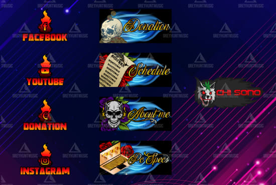 Beautiful buttons for your twitch channel by Greyhuntdesign | Fiverr