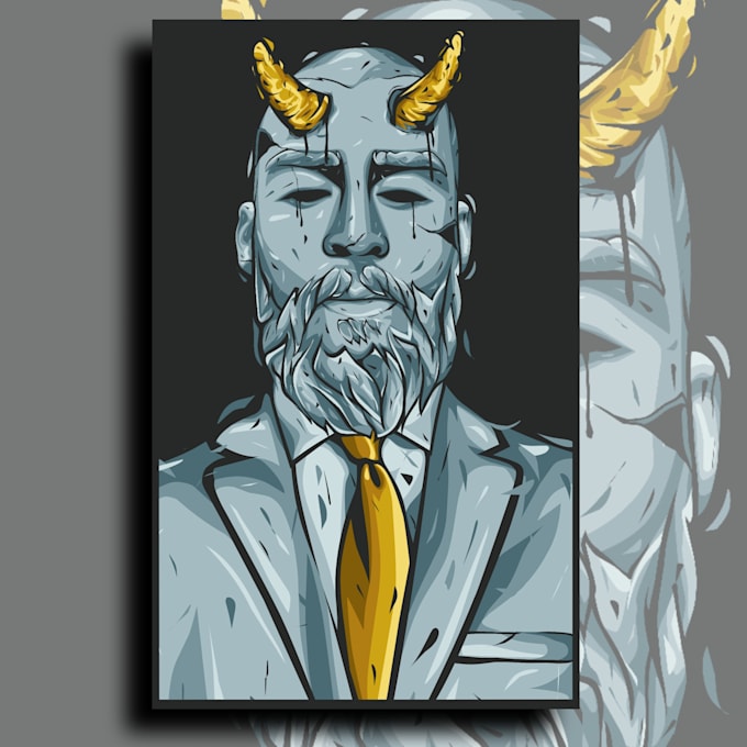 Draw vector portrait from your photo satanic style by Akmal1980