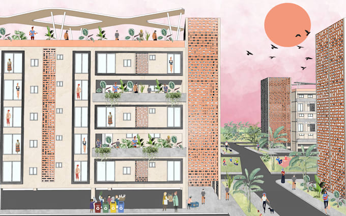 Create 3d architectural collage, drawing or photo montage by ...