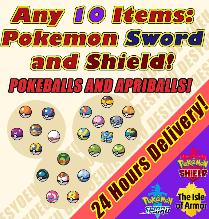Send you any 10 items in pokemon sword and shield by Desyoeu | Fiverr
