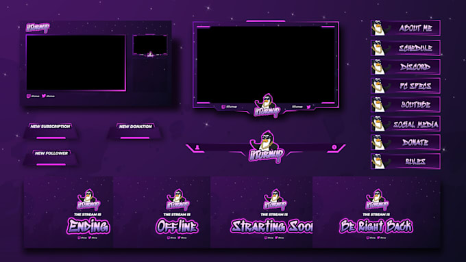 Design twitch overlay and logo for your stream by Norzone | Fiverr