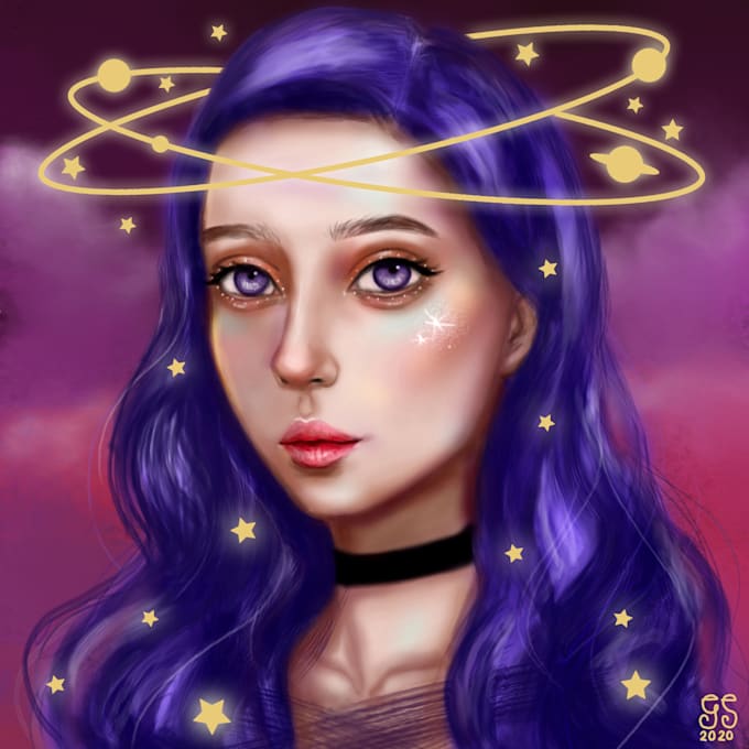 Stylized semi realistic female portrait digital painting by ...