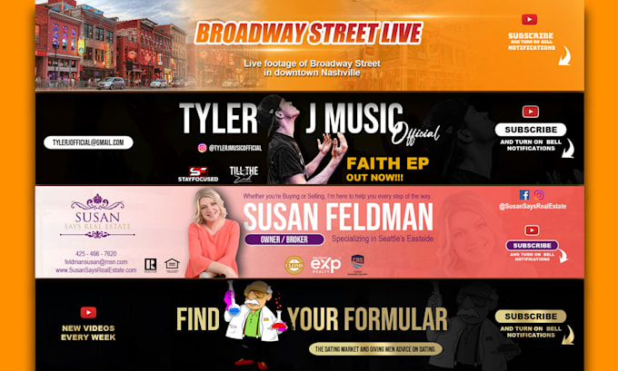Design an impressive professional youtube banner in 24 hours by ...