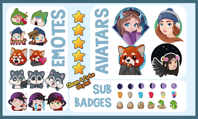 Create cute, clean and amazing twitch emotes by Chrissietoolis | Fiverr
