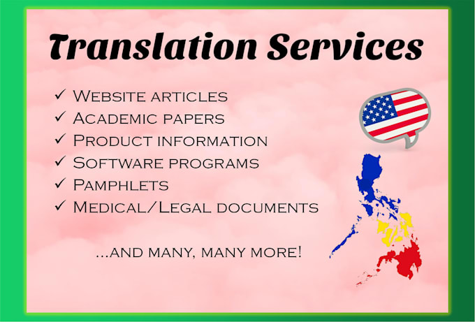 Deliver accurate english to tagalog translation by Zyforah77 | Fiverr