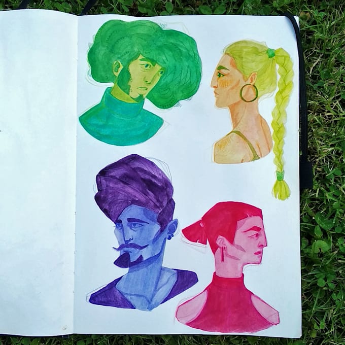 Create a simple colorful portrait from photo or description by ...