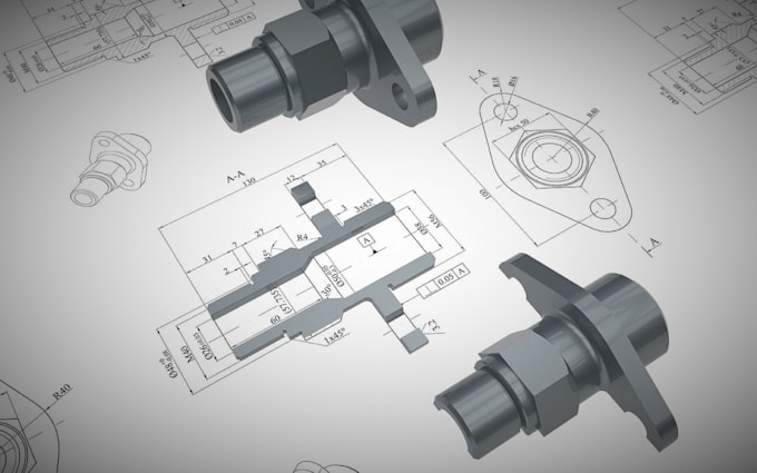 Draw any 2d drawing, 3d part and assembly drawings using solidworks by ...