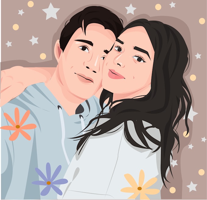 Draw couple portrait drawing illustration art by Audreaart | Fiverr