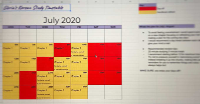 Create a personal timetable by Leiannesaleh | Fiverr