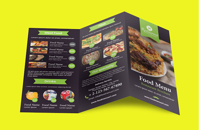 Design trifold or bifold brochure and menu card for you by ...
