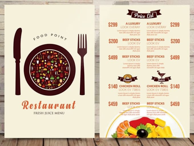 Design an attractive and eye catching menu design by Razaattari | Fiverr